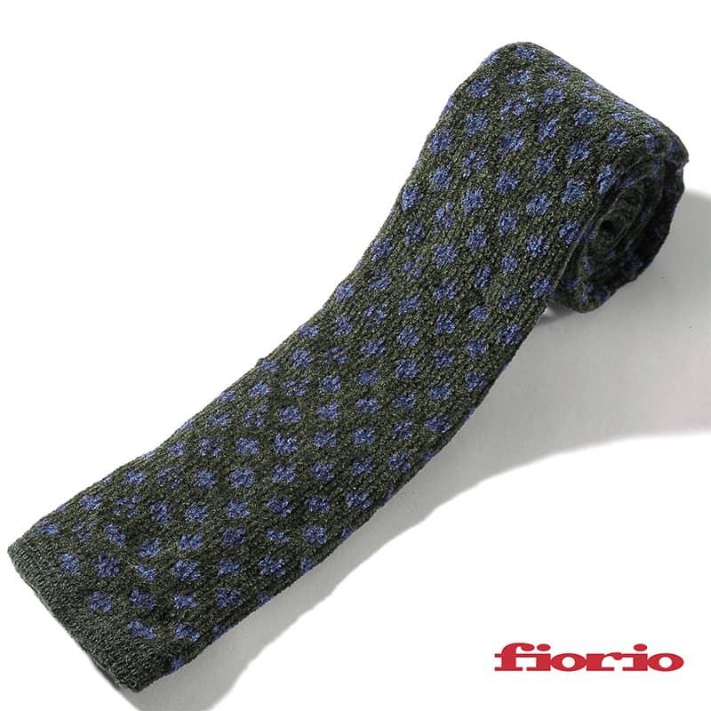 Fiorio fiorio / フィオリオ小紋柄ベロア調シルクニットネクタイ(MCP75146NSGMCR03355)（ディープグリーン× ...