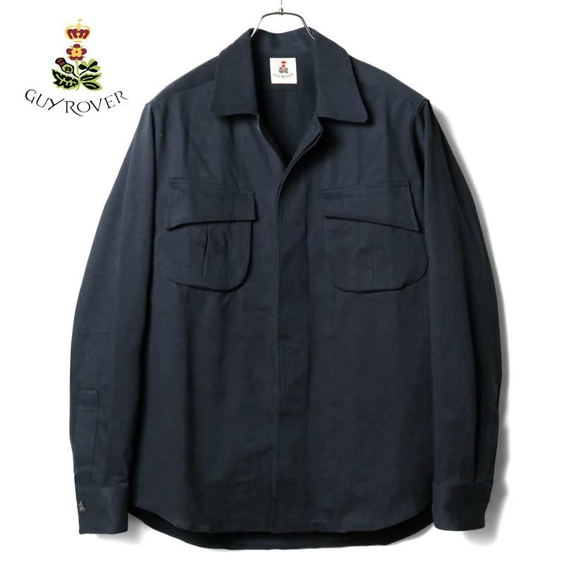 GUY ROVER（ギローバー） コットンストレッチギャバジンミリタリーシャツジャケット(3750GR654) （ネイビー） : ルネドメニカ ...