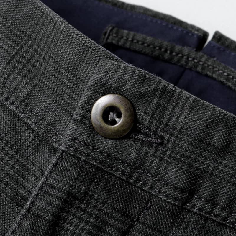 INCOTEX SLACKS / インコテックス スラックス製品染めコットンストレッチグレンチェック柄スリムテーパードパンツ(103型/TIGHT FIT)（グレー×ネイビー ...