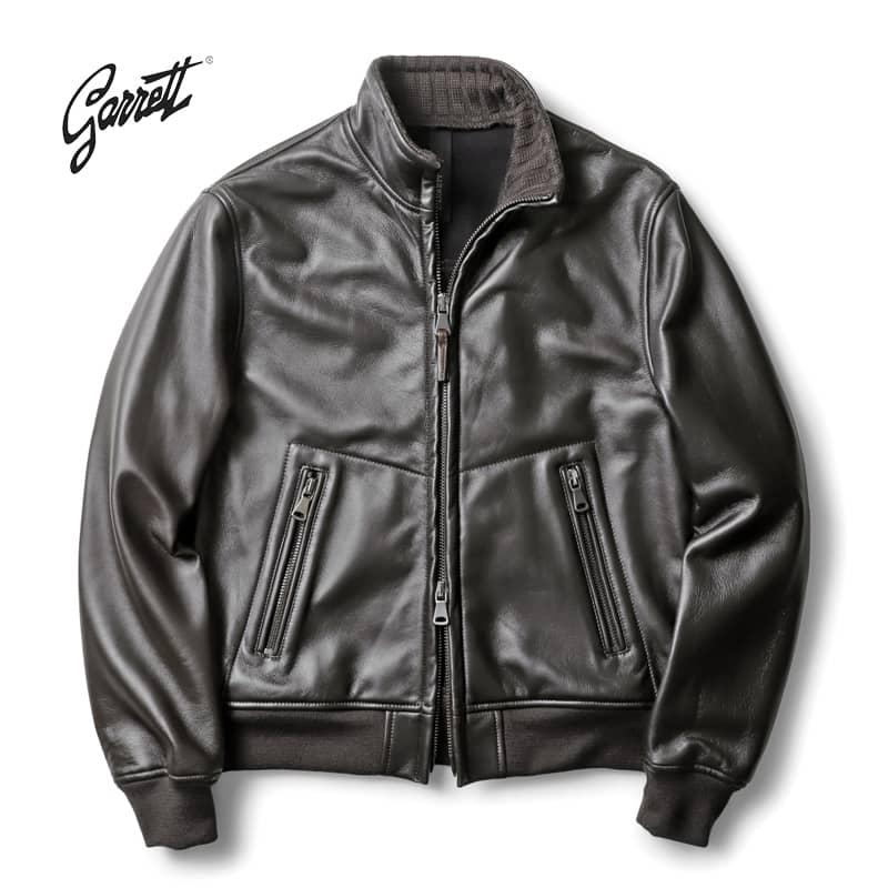 GARRETT / ギャレット フリース裏地付きラムナッパレザースタンドカラージップジャケット(1580 NAPPA ACCOPPIATA ...