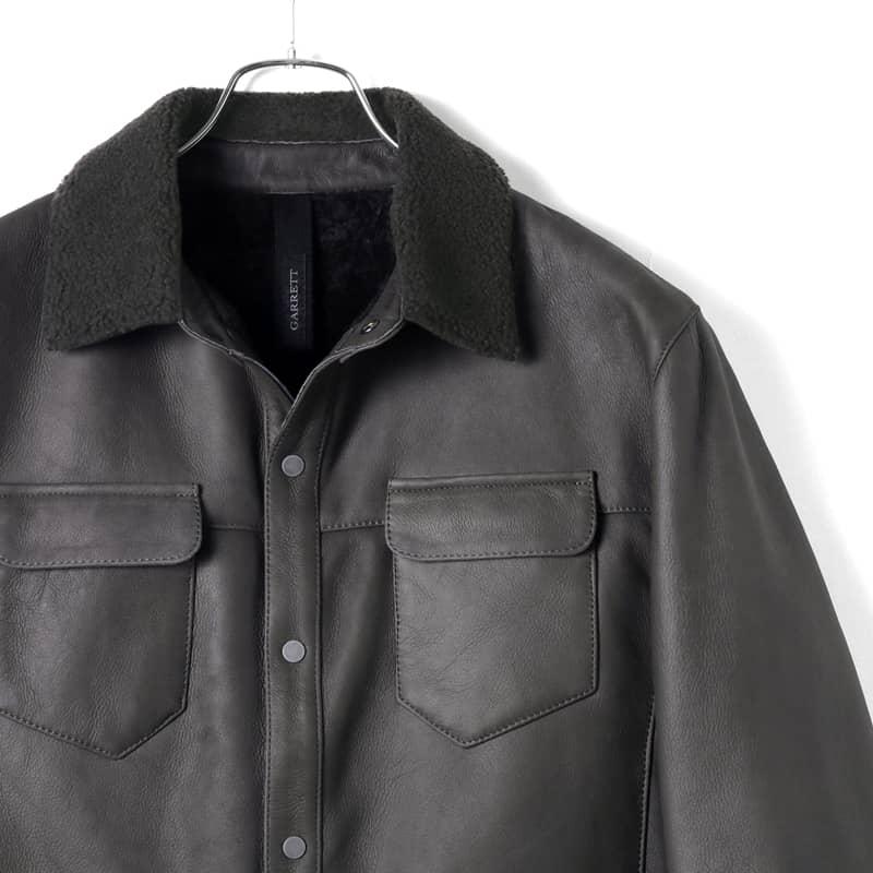 GARRETT / ギャレット シアリングメリノムートンレザージャケット(1711) （ダークグレー） : mcp2450271 : ルネドメニカ ヤフーショッピング店 - 通販 ...
