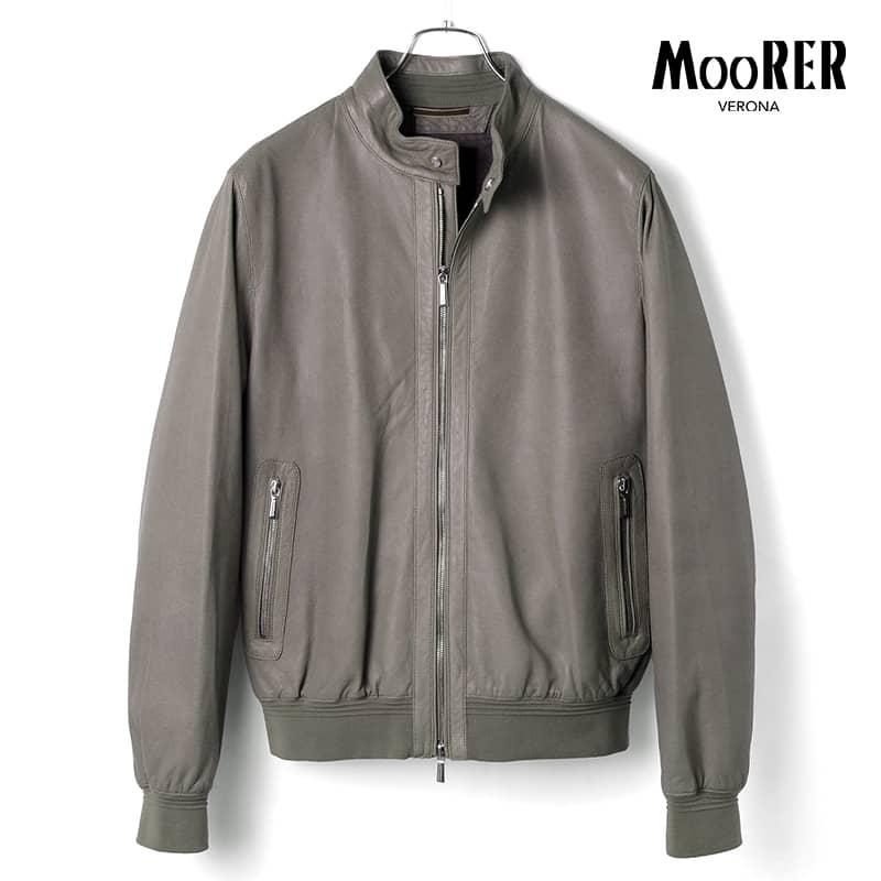 MOORER / ムーレーパンチングレザースタンドカラーブルゾン(ALBERTI-PEP)（GREY） : mor2370031 : ルネ ...