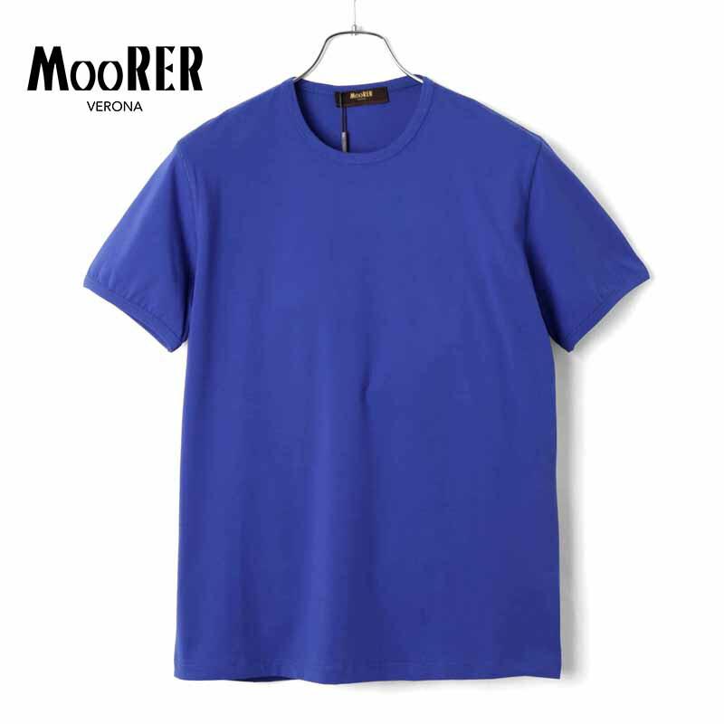MOORER / ムーレー コットンストレッチ天竺半袖クルーネックカットソー(FARLEY-J3) （BLU） : ルネドメニカ ヤフーショッピング店 - 通販 - Yahoo!ショッピング