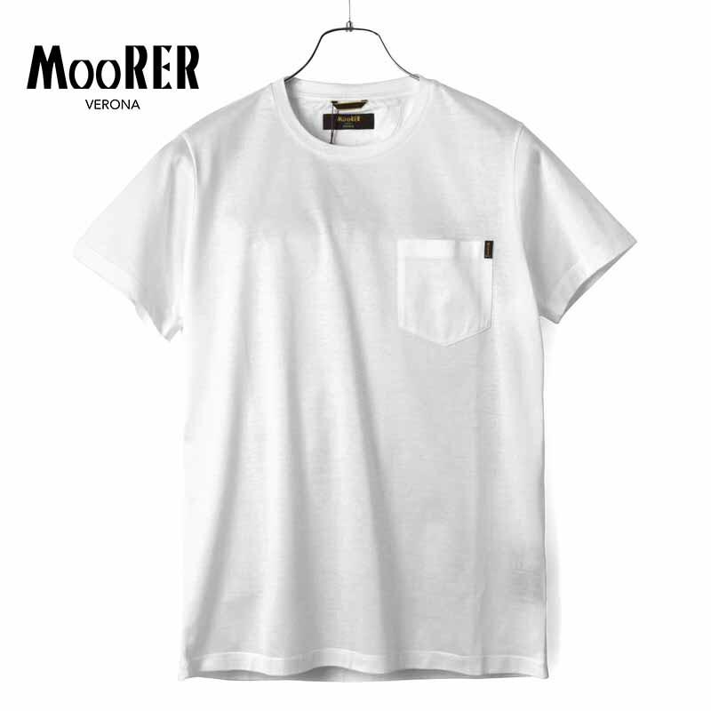 MOORER / ムーレー シルケットコットンジャージーポケット付き半袖クルーネックカットソー(BRUZIO-JCL) （BIANCO） : ルネドメニカ ヤフーショッピング店 - 通販 ...