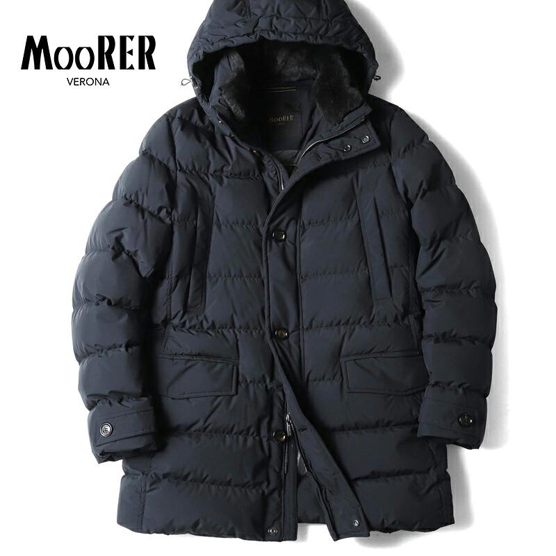 MOORER（ムーレー） 撥水高密度ポリエステルムートンファー付きN-3B型ダウンコート(SATURNO-STP) （BLU） : ルネ ...