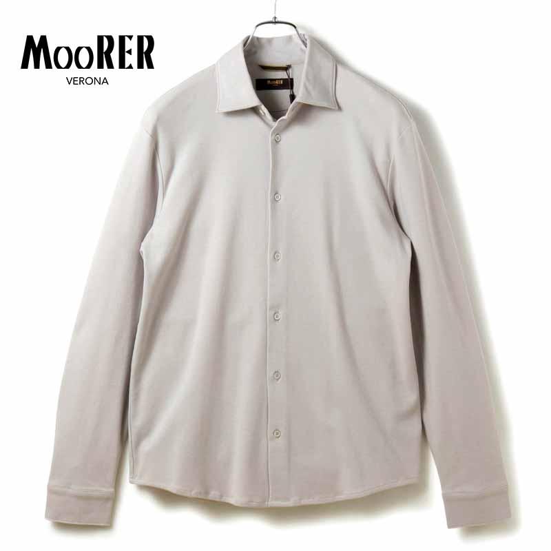 MOORER / ムーレー コットンジャージーセミワイドカラーシャツ(MONTALCINO-SLC) （グレージュ） : ルネドメニカ ヤフーショッピング店 - 通販 - Yahoo!ショッピング