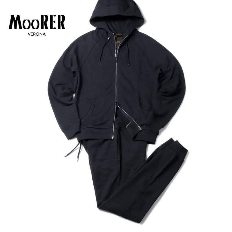 MOORER / ムーレー コットンスウェットセットアップ(NORCIA TUTA-RAF) （BLU NAVY） : ルネドメニカ ヤフーショッピング店 - 通販 - Yahoo!ショッピング