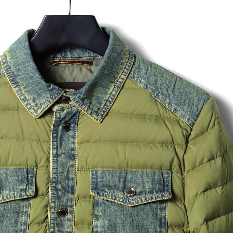 MOORER（ムーレー） ストレッチナイロン×デニムGジャン型ダウンブルゾン(CRESPI-01M) （PISTACCHIO） : ルネ ...