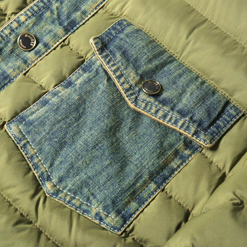 MOORER（ムーレー） ストレッチナイロン×デニムGジャン型ダウンブルゾン(CRESPI-01M) （PISTACCHIO） : ルネ ...