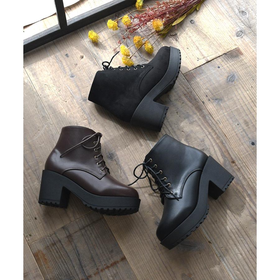 lus.21210 厚底レースアップショートブーツ チャンキーヒール 歩きやすい 大きいサイズ :21210:lustre Yahoo!店 - 通販 - Yahoo!ショッピング