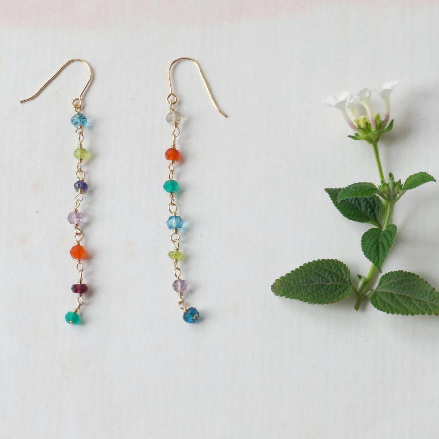 【ネコポス便可 380円】7amulet 14KGF カラフル天然石のロングピアス : ラブリ - 通販 - Yahoo!ショッピング