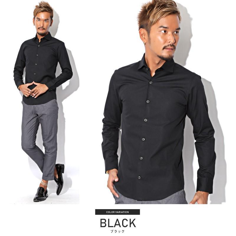 シャツ メンズ 無地 長袖/Garson Wave(ギャルソンウェーブ)日本製〜極-きわみ〜ブロードホリゾンタルカラーシャツ/日本製 国産 ブロード ブロードシャツ ドレス ...