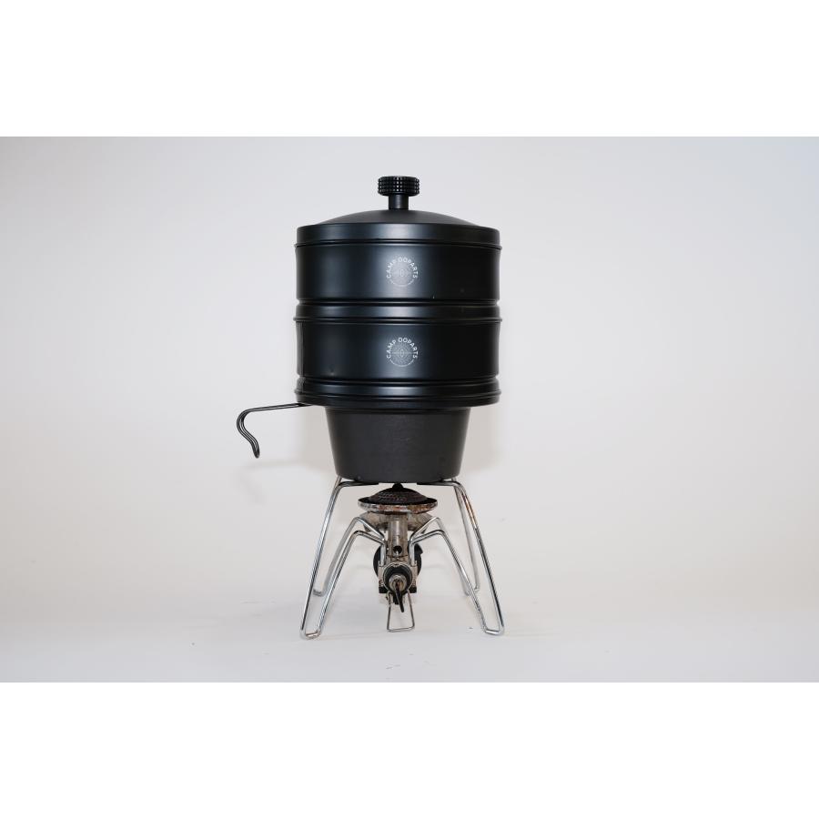 CAMPOOPARTS キャンプ オーパーツ 「蒸しぇら」 15cm 2段 ステンレス ブラック BLACK 【シェラカップ無】 MIL仕様 ミリタリー セイロ 蒸し器 アウトドア ...