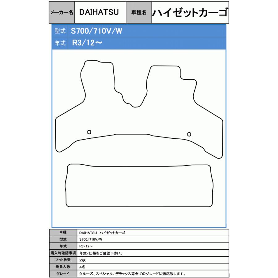 フロアマット ダイハツ DAIHATSU ハイゼットカーゴ S700/710V/W R3/12〜 カーマット 抗菌 抗ウイルス 消臭 エクセレントタイプ :haizettoka-go3-3 ...