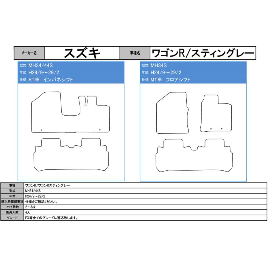 フロアマット スズキ SUZUKI ワゴンR MH34/44S 24/9〜29/2 カーマット 抗菌 抗ウイルス 消臭 エコノミータイプ :ws1:MK-shop - 通販 - Yahoo ...