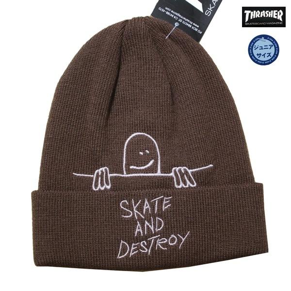 THRASHER ニットキャップ ジュニアサイズ 21TH-N74K スラッシャー キッズ ブラック ブラウン [メール便可] : メリケン ...