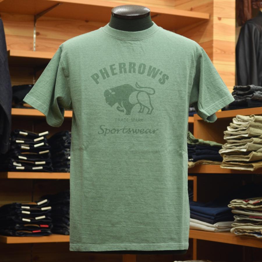 Pherrow's (フェローズ) 24S-PT2-VA Tシャツ GREEN : メンズショップサトウ - 通販 - Yahoo!ショッピング