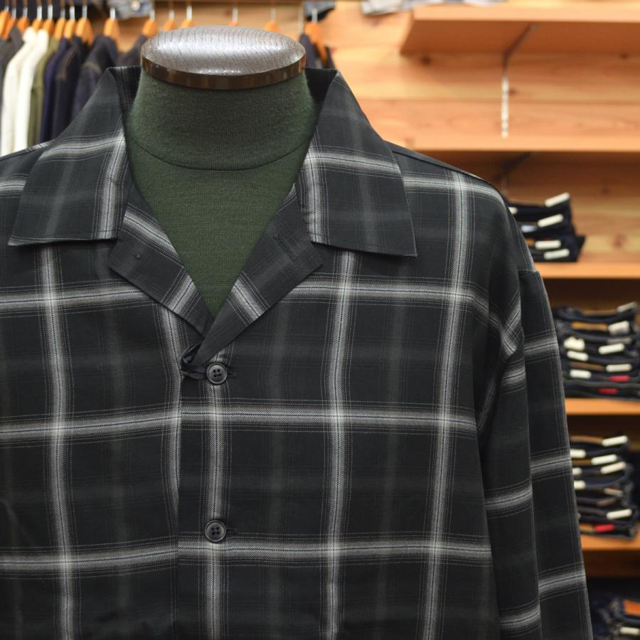 Audience (オーディエンス) 「西脇」レーヨン オンブレチェック オープンカラー 長袖 シャツ Black : メンズショップサトウ - 通販 - Yahoo!ショッピング