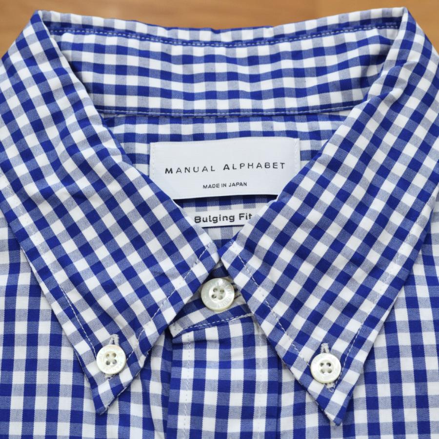 MANUAL ALPHABET Manual Alphabet(マニュアルアルファベット) 100/2 GINGHAM BD SHT Bulging Fit (ゆったり) Navy : メンズ ...