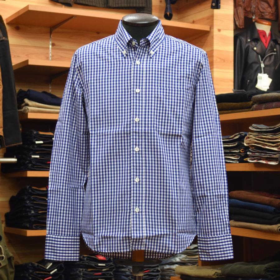 MANUAL ALPHABET Manual Alphabet(マニュアルアルファベット) 100/2 GINGHAM BD SHT Suitable Fit (細身) Navy : メンズ ...