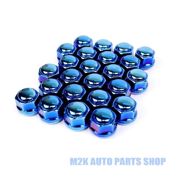 ホイールナット 24個 カラー ショートナット ネオクローム チタンブルー アルファナット メッキ P1.5 P1.25 19HEX 21HEX ムーブ タント ミラ : M2K AUTO ...
