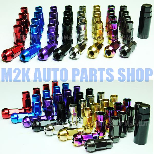 ハイエース キャラバン レーシング 貫通 ホイールナット 24個 45mm スチール P1.5 P1.25 17HEX ソケット チタニウム チタン カラー : M2K AUTO PARTS ...