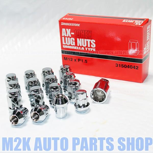 BRIDGESTONE 盗難防止 メッキ ロックナット M12 P1.5 P1.25 19HEX 21HEX 4個 ブリヂストン BS メッキナット 12個 計 16個 4穴 車種用 ...
