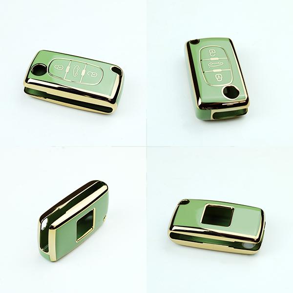 プジョー シトロエン キーケース カバー 鍵 DS 3ボタン グリーン 308 4008 rcz 508 c3 c5 c6 207 208 307 408 傷防止 C3GRN : M2K ...