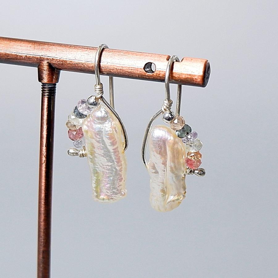 淡水パールとサファイアのピアス : 天然石のアクセサリー macari - 通販 - Yahoo!ショッピング