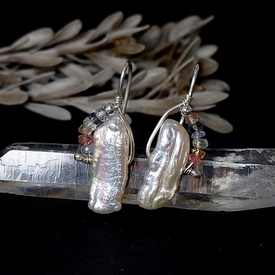 淡水パールとサファイアのピアス : 天然石のアクセサリー macari - 通販 - Yahoo!ショッピング