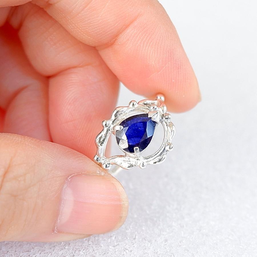 〜知的なブルー〜 サファイアのデザインリング 9号 天然石アクセサリー 一点物 macari macari : 天然石のアクセサリー macari - 通販 - Yahoo!ショッピング