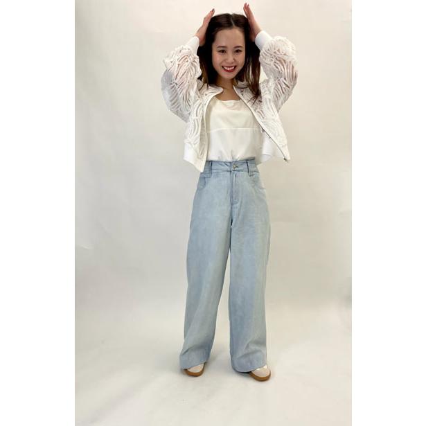 デニム ワイド パンツ ガノッシュ 257-61263 30代 40代 50代 レディース カジュアル 春 夏 ganosch ブルー ...