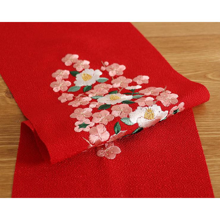半襟 刺繍 刺繍半衿 梅椿 赤 椿 ツバキ つばき 梅 ウメ うめ 花 半襟 刺繍 刺繍半衿 梅椿 赤 椿 ツバキ つばき 梅 ウメ うめ 花