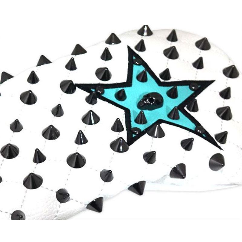 アザスゴルフ 74WH34 Selmoヘッドカバー Stella 黒 ターコイズ フェアウェイウッド用 合皮 レザー スタッズ 日本製 Azas Golf SELMO Head Cover ...