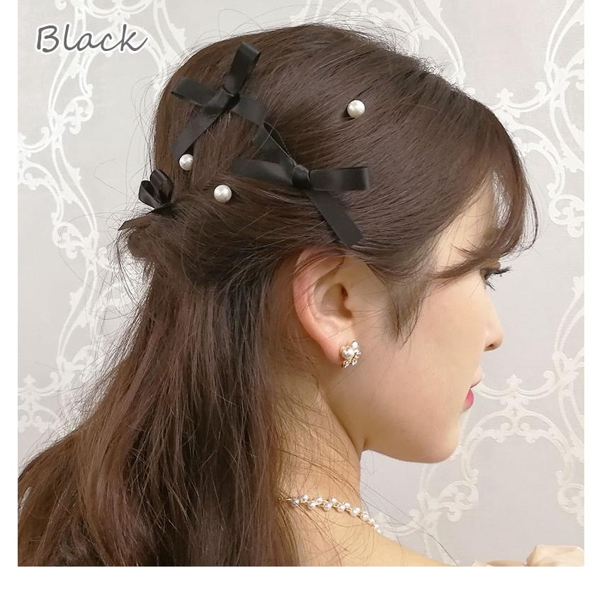 ヘッドドレス ヘアアクセサリー サテン リボンパール Uピン ヘッドドレス ヘアアクセサリー サテン リボンパール Uピン