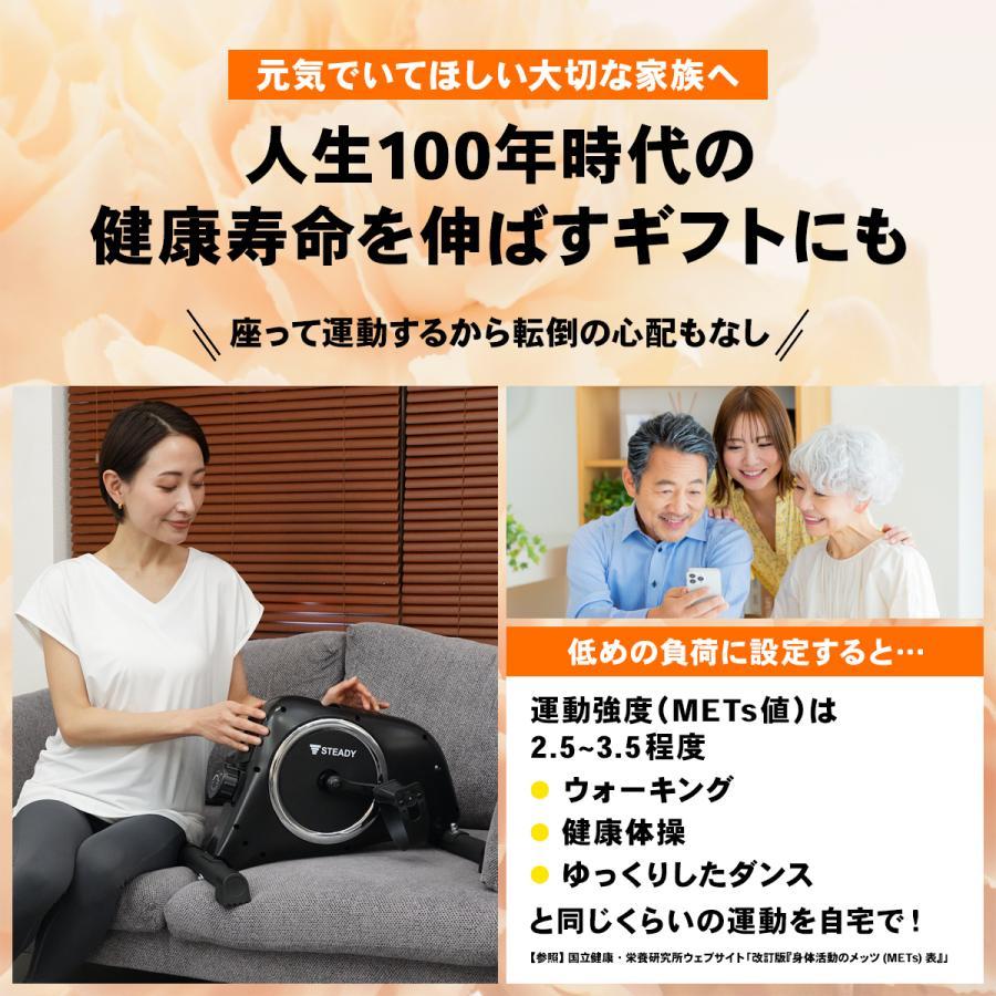 【2024年新型・Bluetooth連携】ミニフィットネスバイク 足元 静音 小型 [1年保証] STEADY(ステディ) ST121 エアロバイク 負荷16段階 電源不要 マグネット式 ...