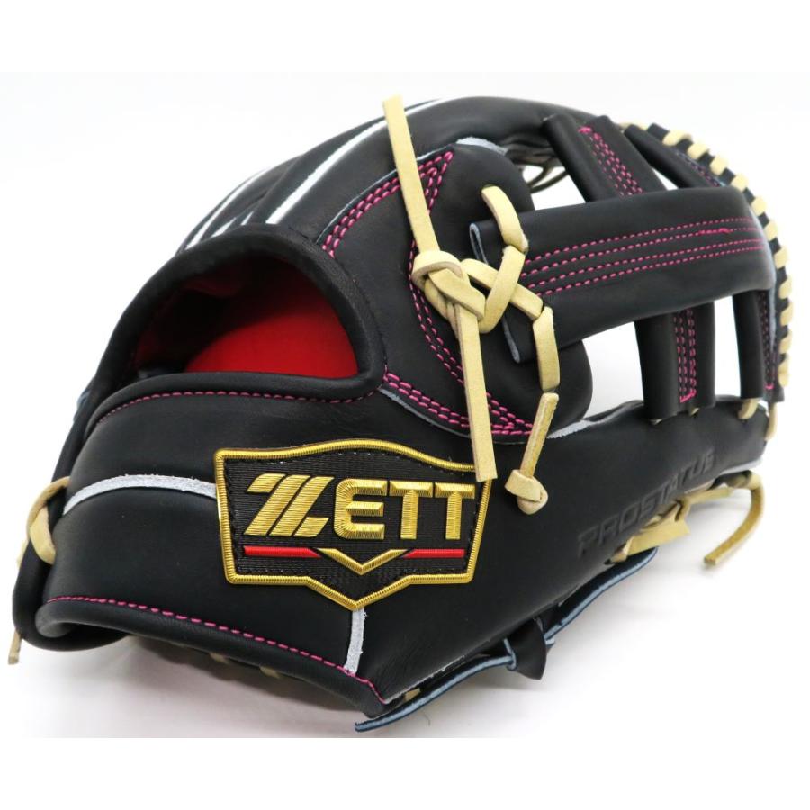 硬式グラブ 限定 ゼット ZETT プロステイタスSE 内野手用 挟み捕り 吉川タイプ バンドハミダシ設計 グラブサイズ4 BPROG265S ナイトブラック パステルブラウン紐 ...