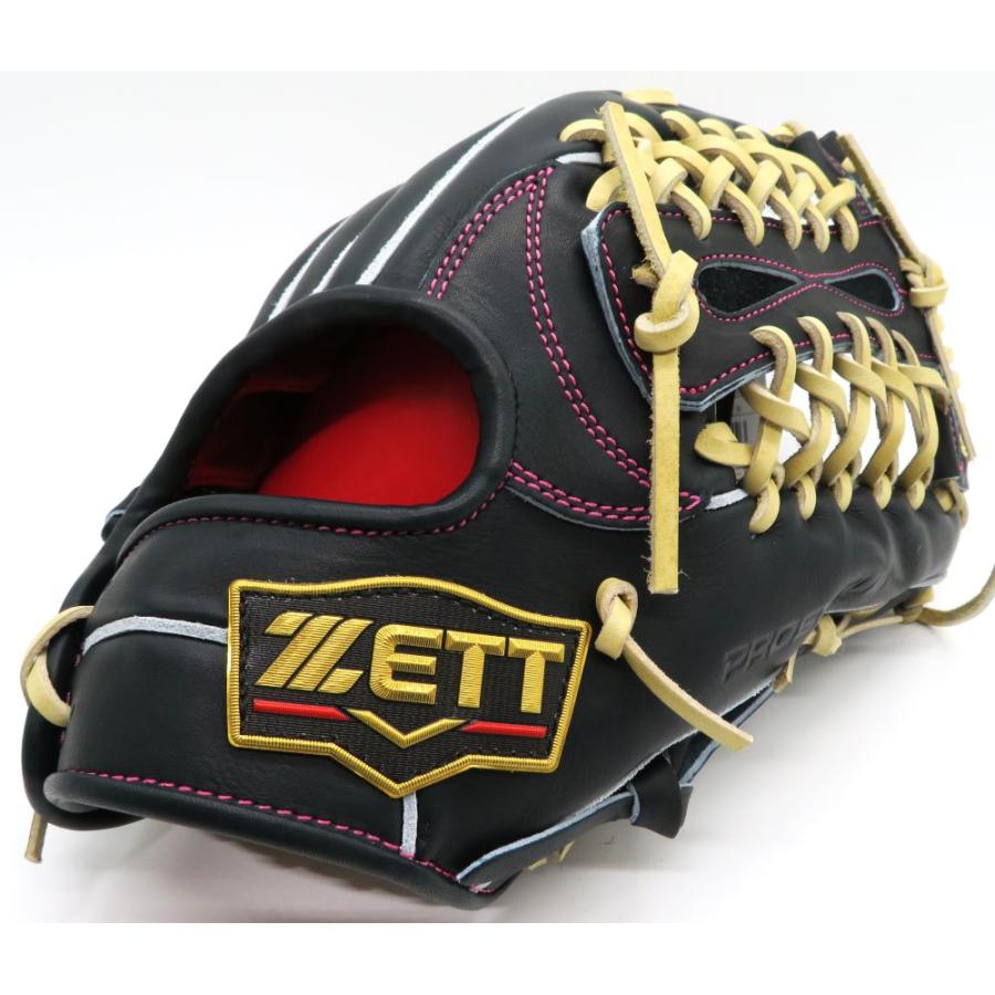 プロステイタス 硬式グラブ 限定 ゼット ZETT SE PROSTATUS 外野手用 中川タイプ 小指2本入れ 挟み捕り BPROG770S ナイトブラック パステルブラウン紐 右投げ用 ...