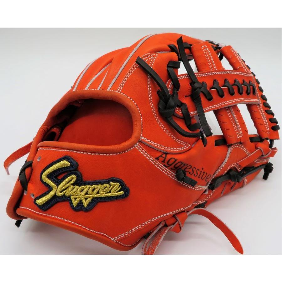 硬式グラブ 久保田スラッガー KUBOTA SLUGGER セカンド サード ショート 手袋サイズ 22〜24cm向き KSG-TA6 湯もみ型付け済 Fオレンジ ブラック紐 内野手用 ...