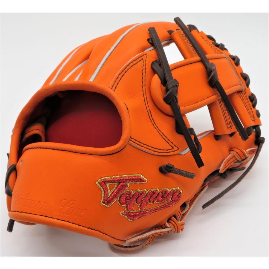 硬式グローブ てっぺん Teppen グローブ PLATINUM LINE プラチナムライン 内野手用 MIE-L 限定ラベル搭載 オレンジ ブラウン紐 高校野球対応モデル 右投げ用 : マエ ...