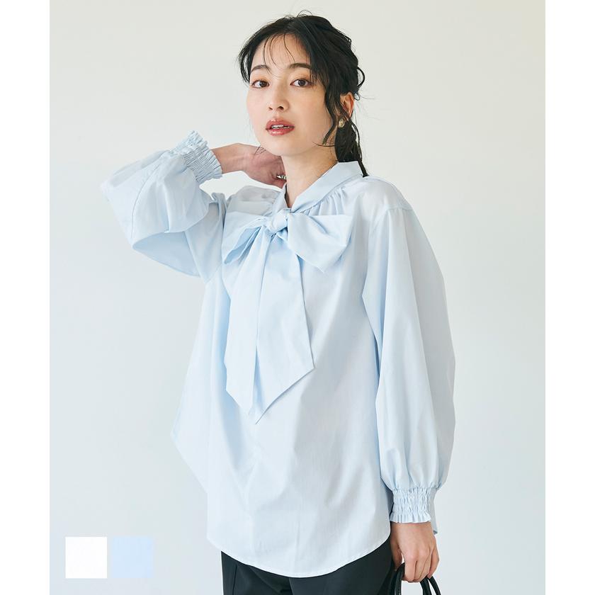 【コカ】ボウタイブラウス（ビッグリボン/前後2way/シャーリング/袖口ゴム/長袖/ミディアム丈/無地/上品） : 505880424 : MAGASEEK ヤフー店 - 通販 - Yahoo ...