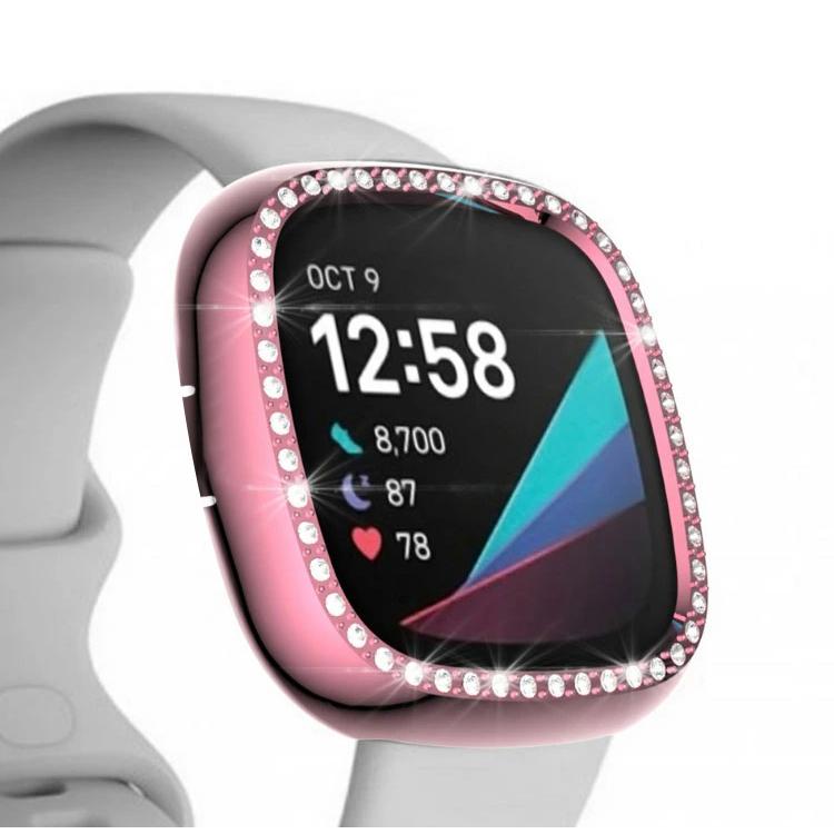 Fitbit Versa 3 Sense ウェアラブル端末・スマートウォッチ ケース PC シンプルで ハードカバー 全画保護 メタル調 ...