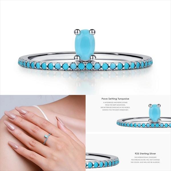 即納 ターコイズ オーバル & ハーフエタニティ シルバー925 (S925) リング US6 [Tselection] : tselection001 : Hawaiian moon ...