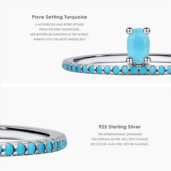 即納 ターコイズ オーバル & ハーフエタニティ シルバー925 (S925) リング US6 [Tselection] : tselection001 : Hawaiian moon ...