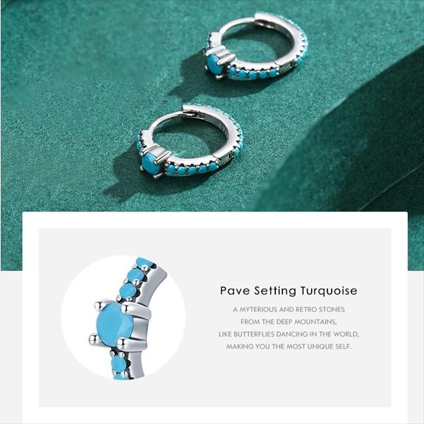 ハワイアンジュエリー 即納 ターコイズ ヴィンテージ ラウンド フープ シルバー925 (S925) ピアス [Tselection] : Hawaiian moon MAHEALANI ...