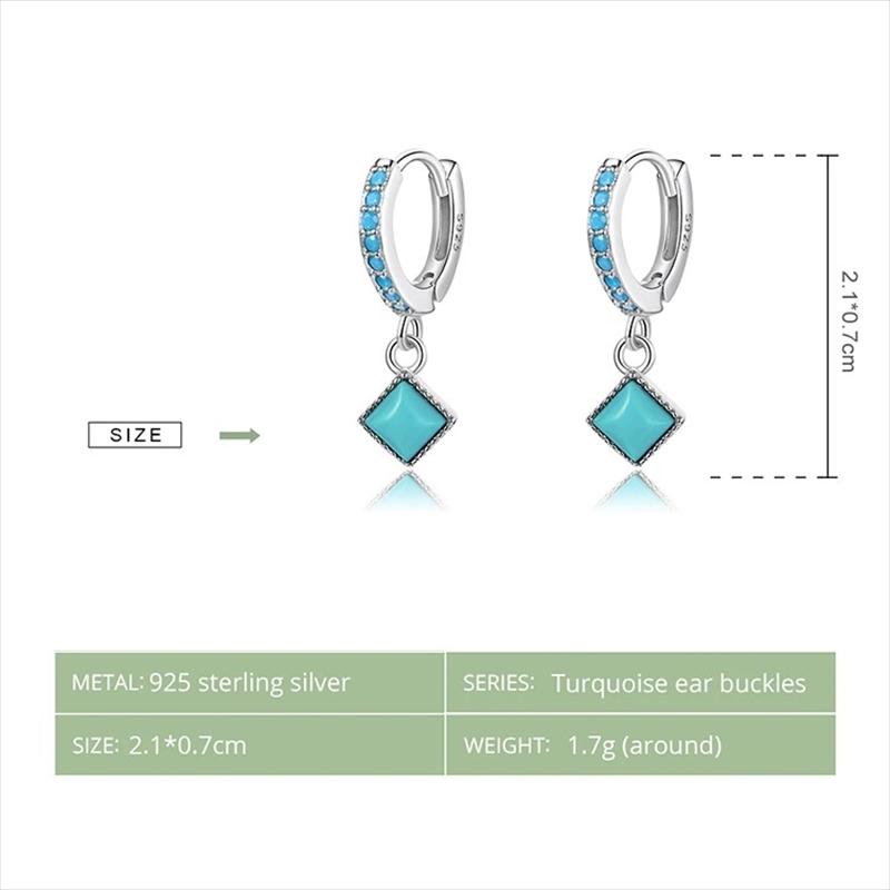 ハワイアンジュエリー 即納 ターコイズ ヴィンテージ スクエア フープ シルバー925 (S925) ピアス [Tselection] : Hawaiian moon MAHEALANI ...