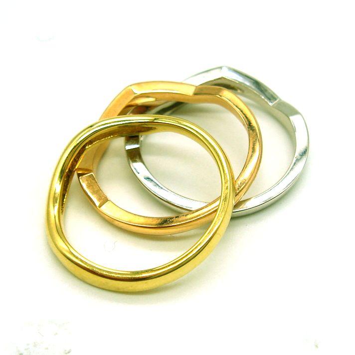 R1005:K18YG/PG/WG 地金 3本セット リング（#12） : マホガニーホール Yahoo!店 - 通販 - Yahoo!ショッピング