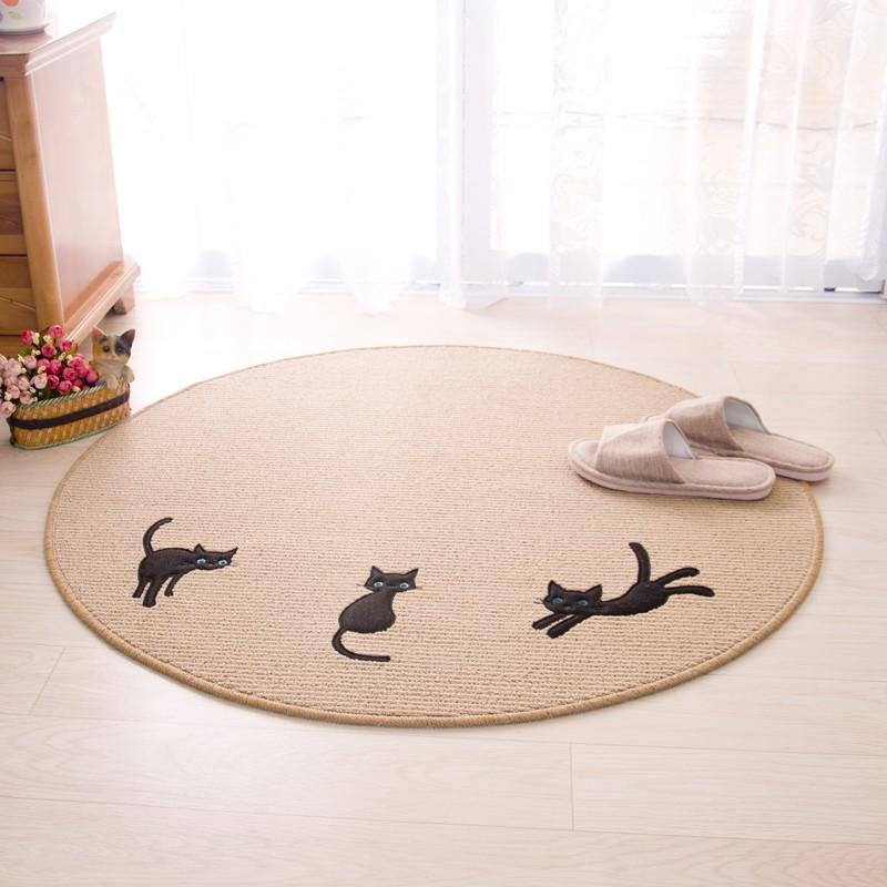 ラグ 円形 小さめ 80cm ラグマット ねこ柄 猫 撥水 ラグマット 洗える 80 カーペット 円形ラグ 北欧 ラグ 丸型 おしゃれ ラグ ...