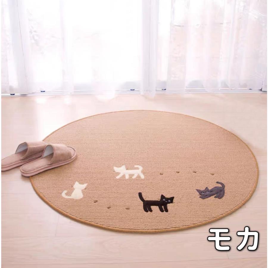 ラグ 円形 80 ラグマット ねこ柄 猫 撥水 ラグ 小さめ 洗える 円形ラグ 北欧 ラグ 丸型 おしゃれ ラグカーペット かわいい ホット ...