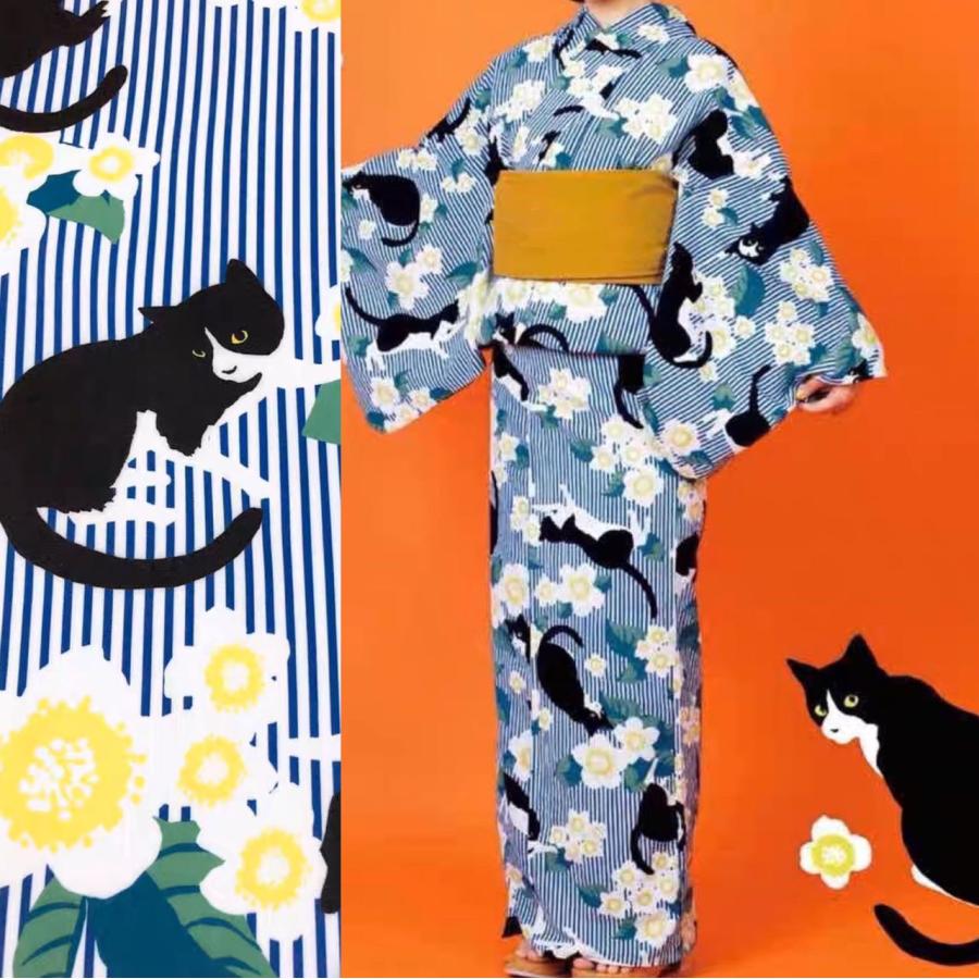 ネコ柄 浴衣 猫 レディース 猫柄 三毛猫 セット 大きサイズ ネコ柄 浴衣 猫 レディース 猫柄 三毛猫 セット 大きサイズ